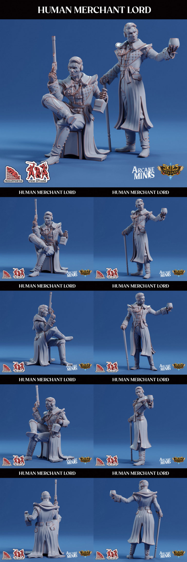 Desire FX 3d models | Arcane Minis – Human Merchant Lord – 3D Print Model