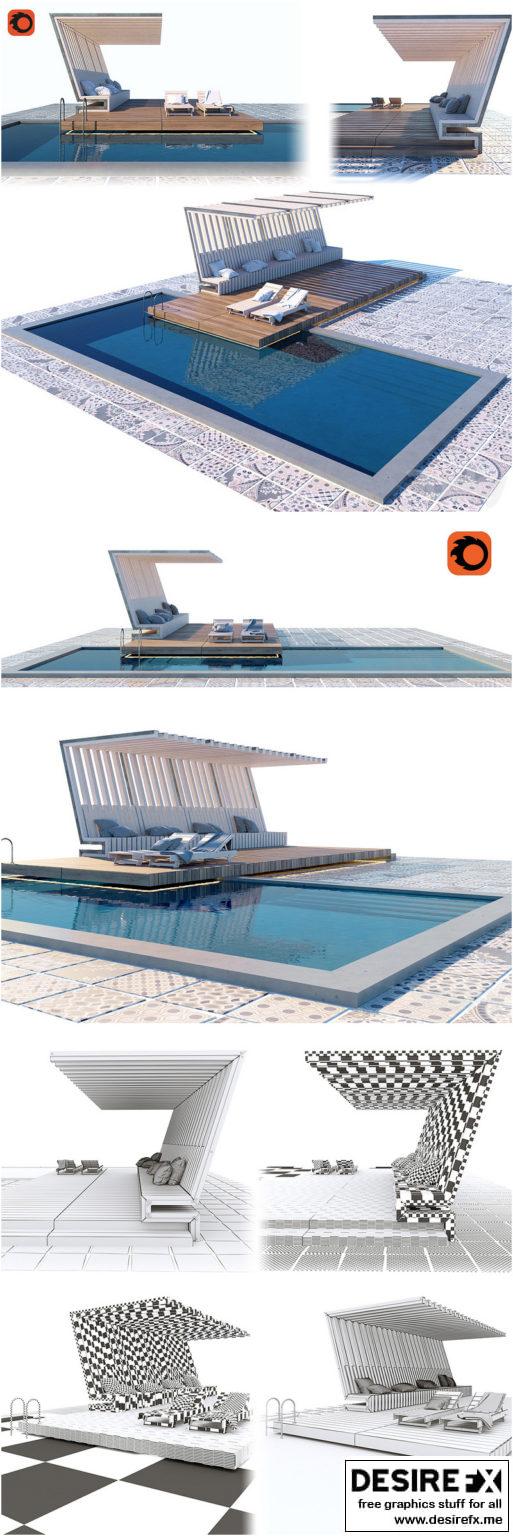 Desire FX 3d models | Pool with terrace and canopy – 3D Model