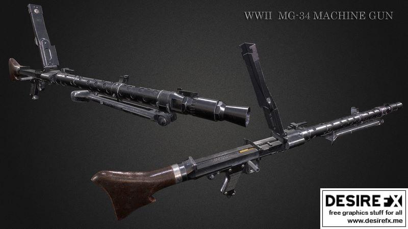 Desire FX 3d models | MG34 WWII Machine Gun Videogame Asset Low-poly 3D ...