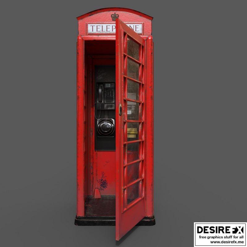 Desire FX 3d models | British K6 Telephone Box Low-poly 3D model