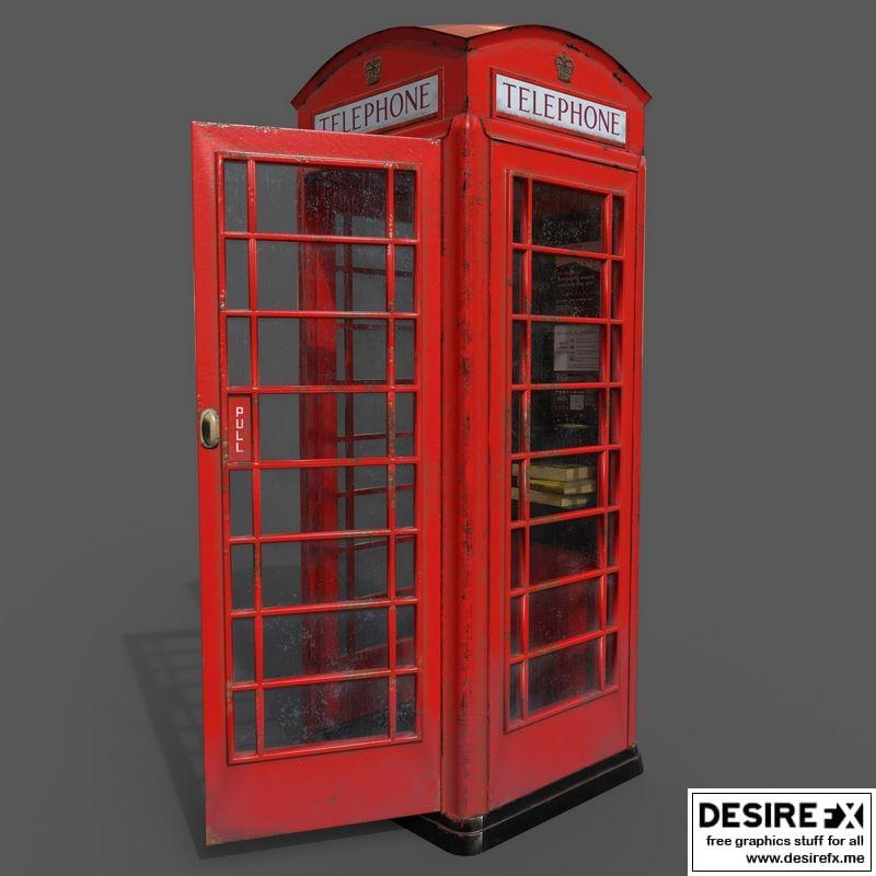Desire FX 3d models | British K6 Telephone Box Low-poly 3D model