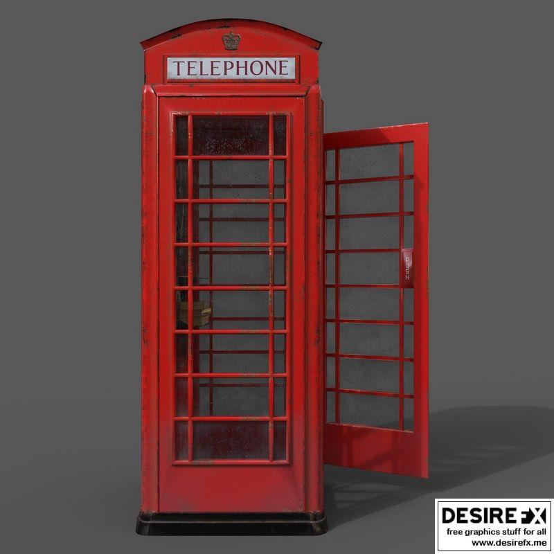 Desire FX 3d models | British K6 Telephone Box Low-poly 3D model