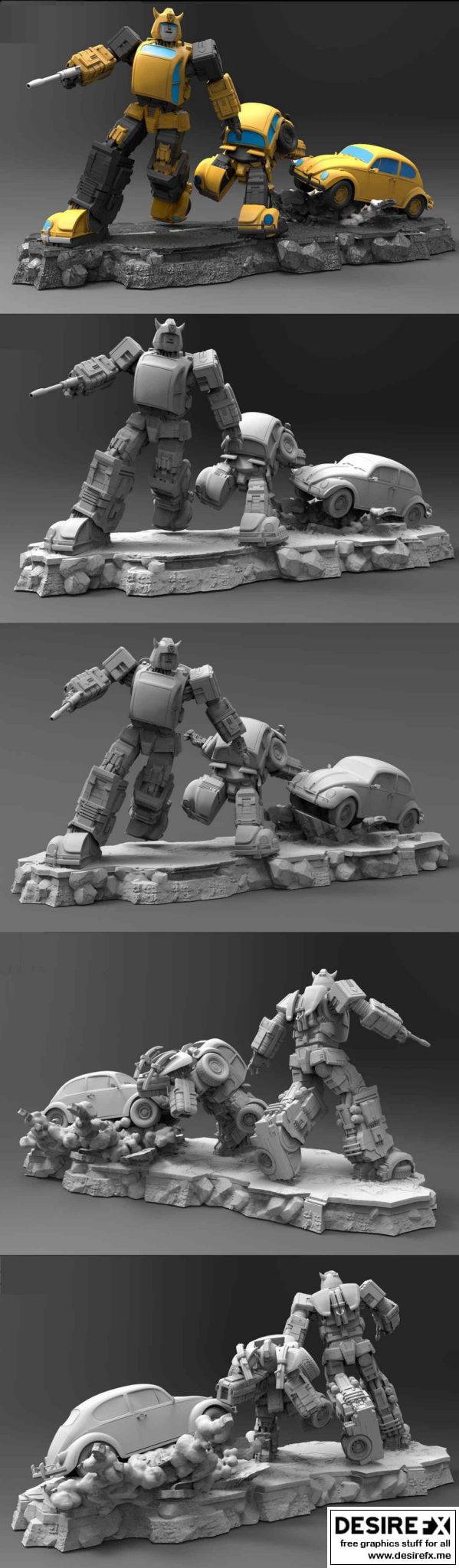 Desire FX 3d models | BumbleBee Transformation Diorama – 3D Print Model