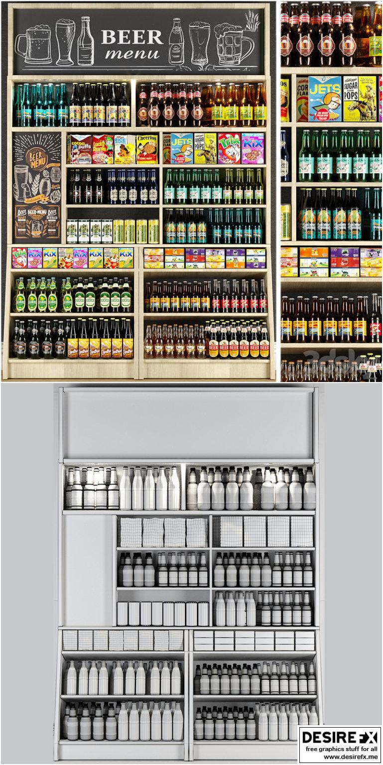 Desire FX 3d models | Large shelf in the supermarket with beer and ...