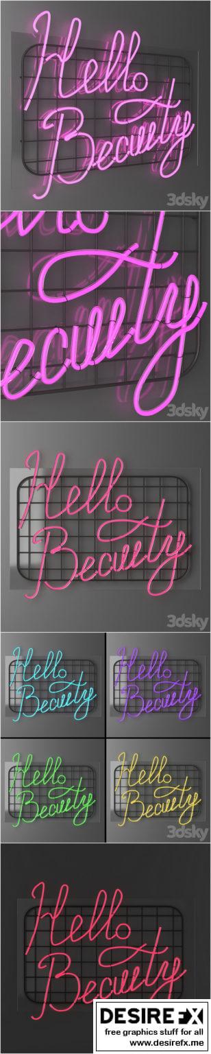 Desire FX 3d models | Neon sign – Hello beauty – 3D Model