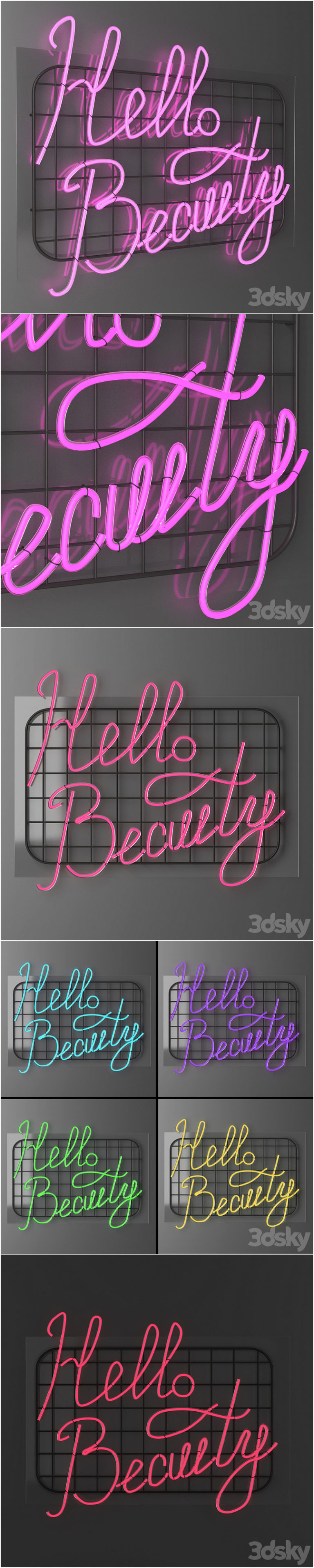 Desire FX 3d models | Neon sign – Hello beauty – 3D Model