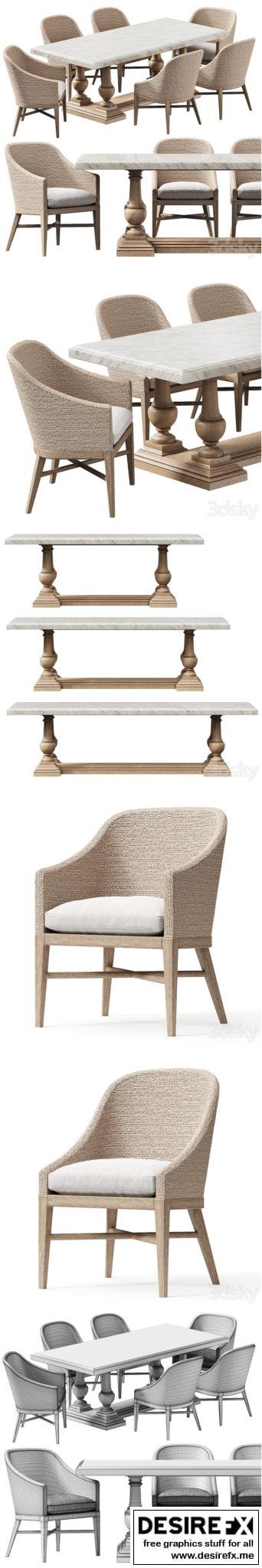 Desire FX 3d models | RH DINING SET 8 – 3D Model