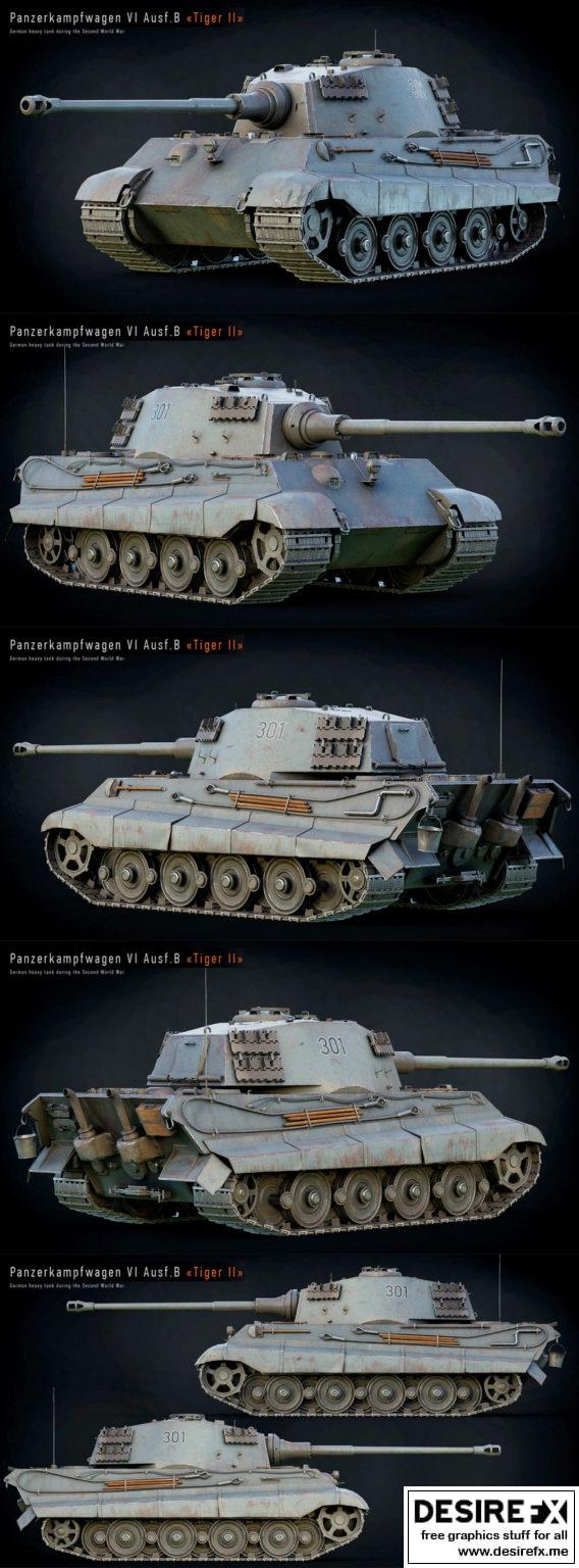 Desire FX 3d models | WW2 Tank – Tiger 2 – Advanced Tank Blueprint