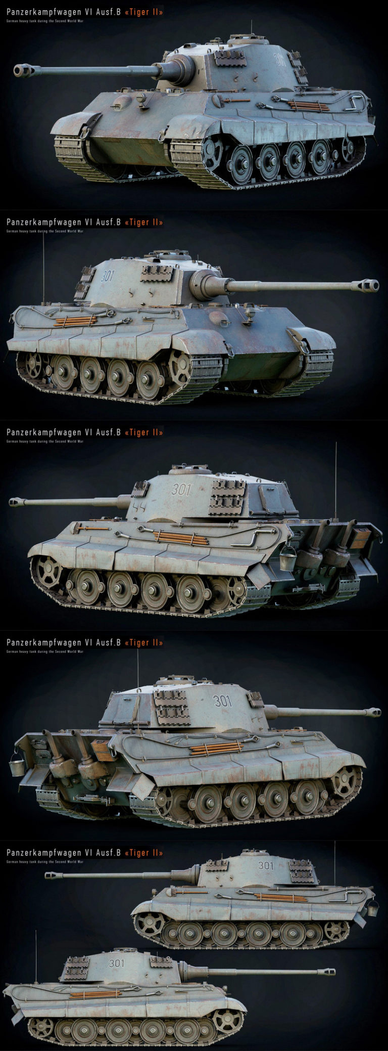 Desire FX 3d models | WW2 Tank – Tiger 2 – Advanced Tank Blueprint