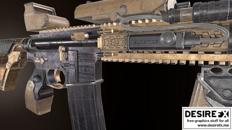 Desire FX 3d models | Daniel Defense MK18 GUN Low poly Game Ready 3D Model