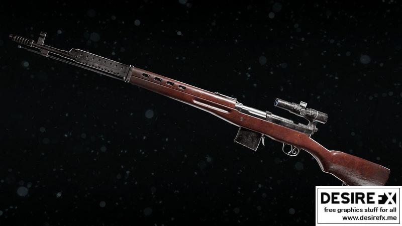 Desire FX 3d models | SVT-40 sniper rifle in call of duty ops Low-poly ...