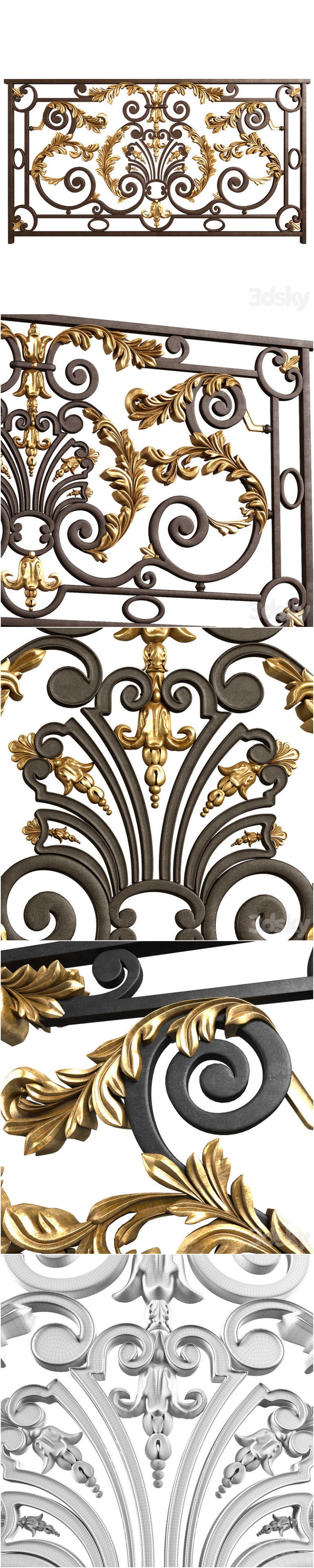 Desire FX 3d models | Classic forging wrought iron railing – 3D Model