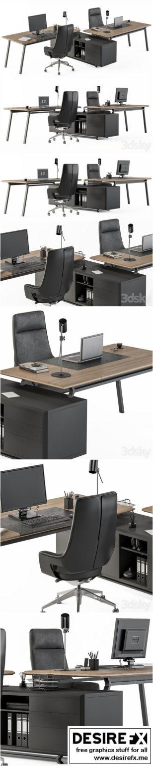 Desire FX 3d models | Employee Set Wood and Black – Office Furniture ...