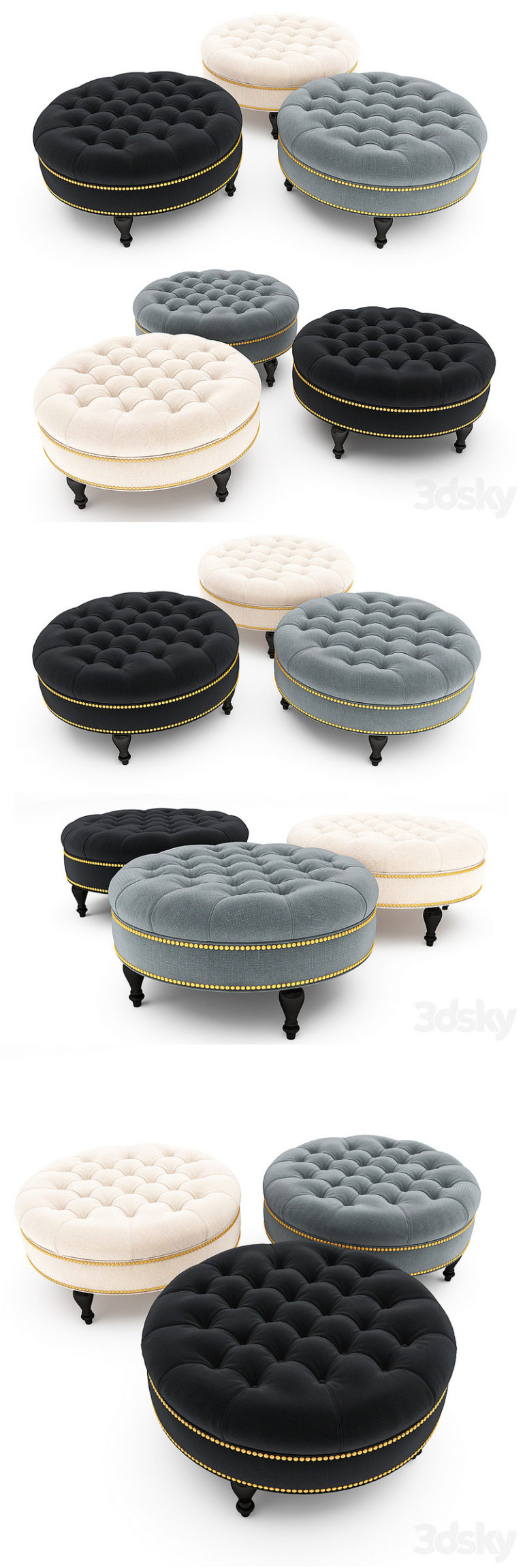 Desire FX 3d models | Palfrey Linen Modern Tufted Ottoman – 3D Model