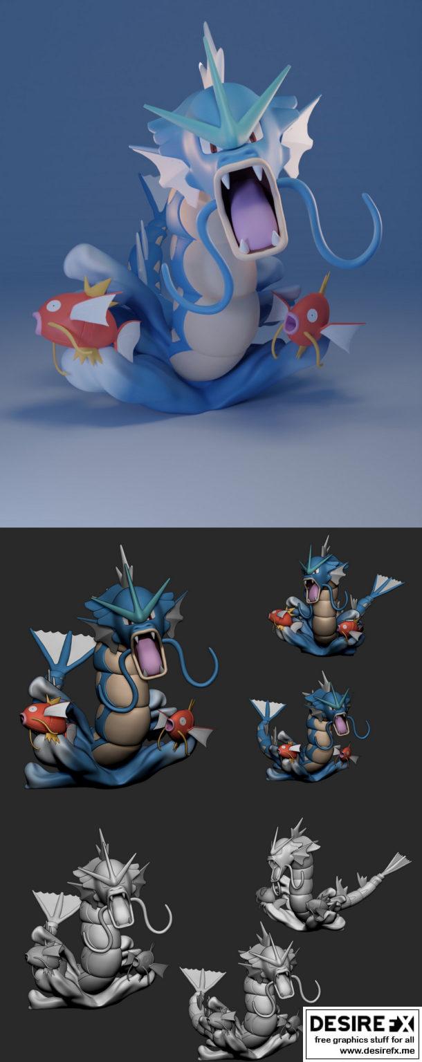 Desire FX 3d models | Pokemon – Gyarados and Magikarps – 3D Print Model