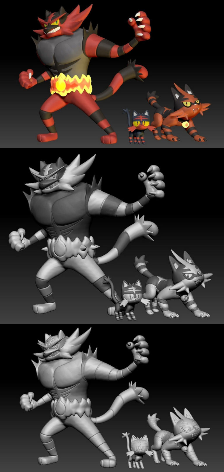 Desire FX 3d models | Pokemon Litten Torracat and Incineroar – 3D Print ...