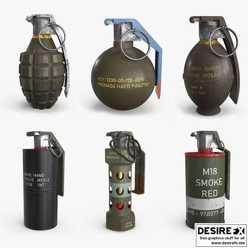 Desire FX 3d models | Hand Grenade Collection Low-poly 3D model