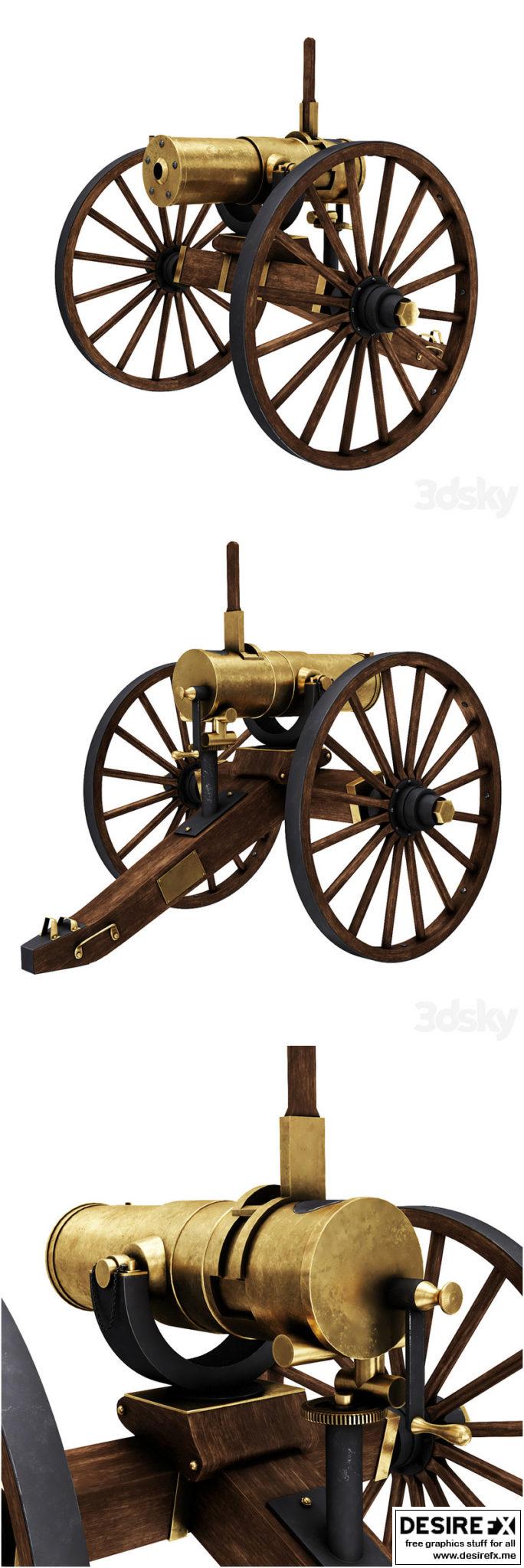 Desire FX 3d models | Antique Bronze Gun – 3D Model