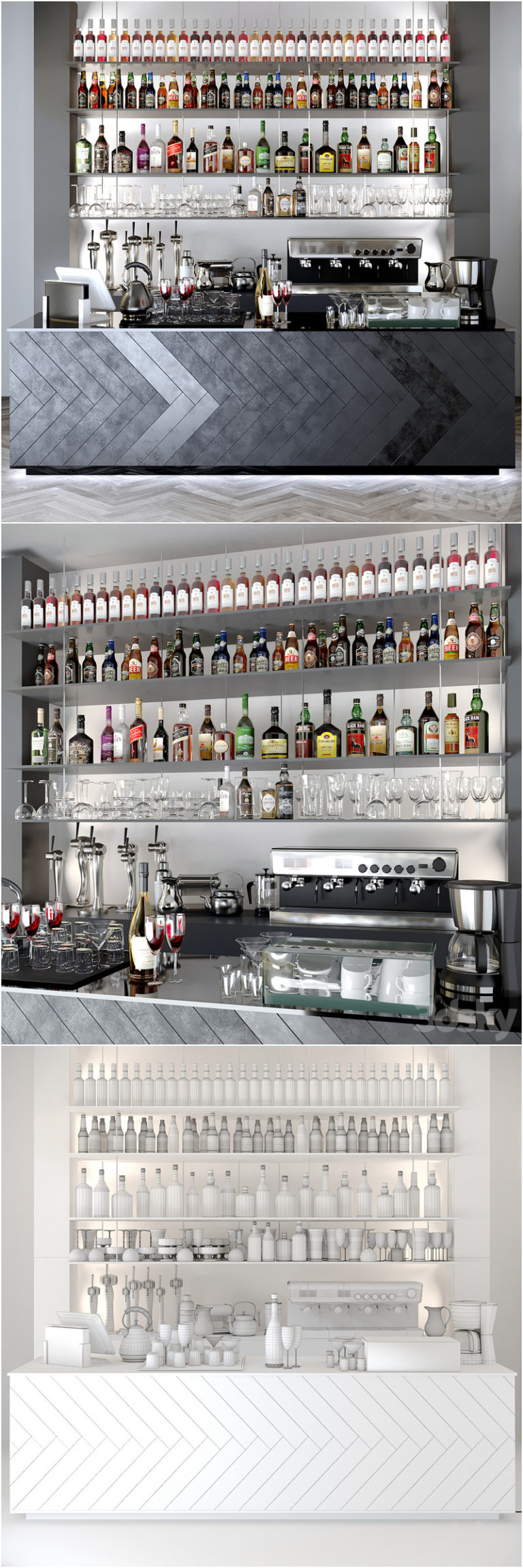 Desire FX 3d models | Bar counter with sets of alcohol. Alcohol, drink ...