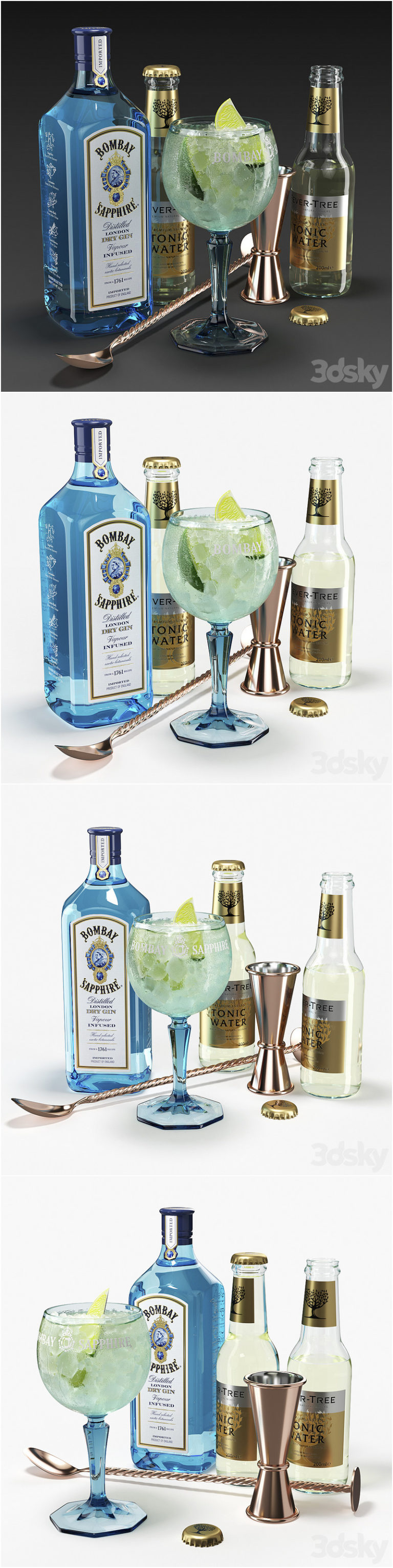 Desire FX 3d models | Bombay Sapphire Cocktail Set – 3D Model