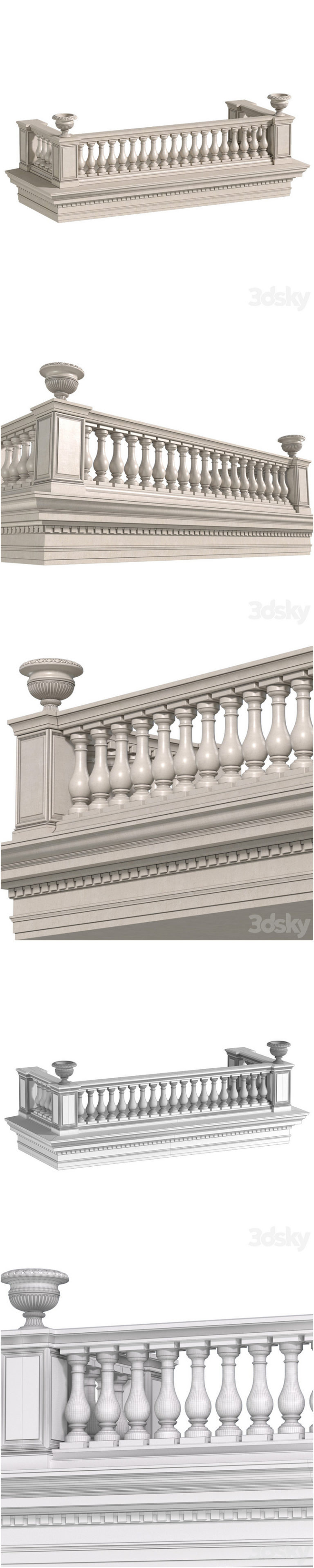 Desire FX 3d models | Classic balcony with balustrade. Classic balcony ...