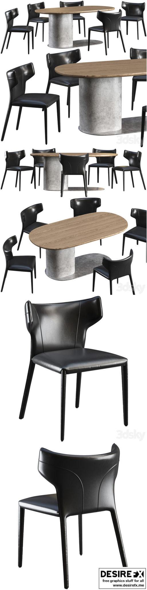 Desire FX 3d models | Dining table Natuzzi Ombra and chair Natuzzi Pi ...