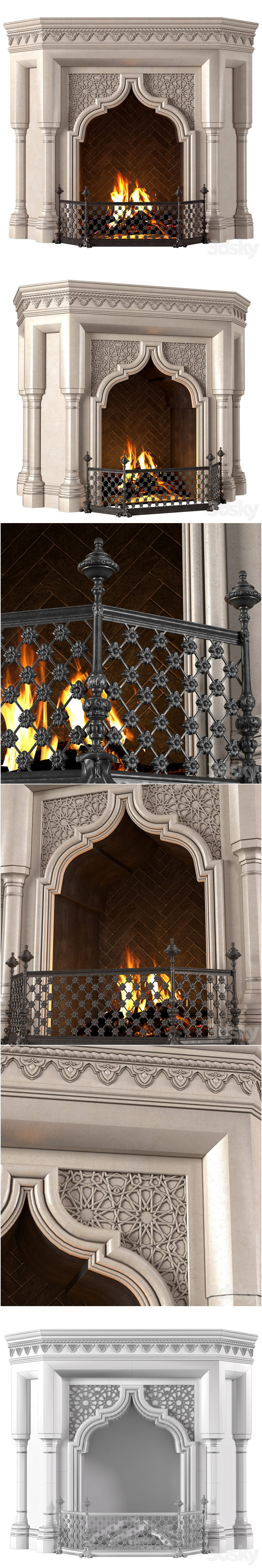 Desire FX 3d models | Fireplace in oriental style – 3D Model