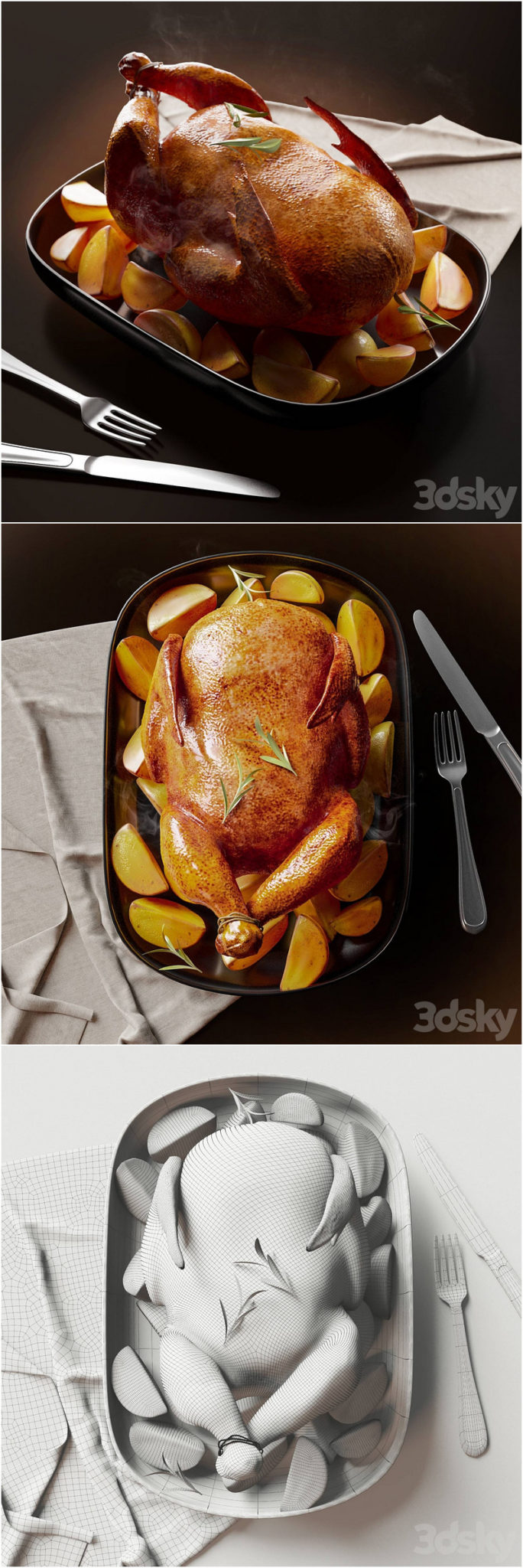 Desire FX 3d models | Juicy marinated chicken with potatoes – 3D Model