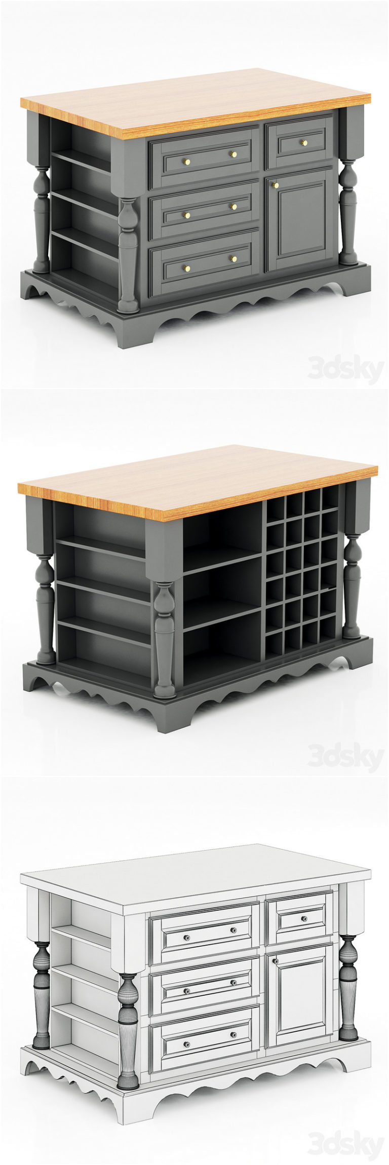 Desire FX 3d models | Lyn Design Kitchen Island – 3D Model
