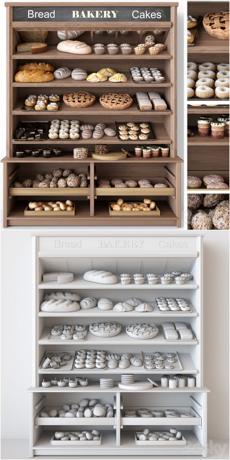 Desire FX 3d models | Showcase in a bakery with pastries and desserts ...
