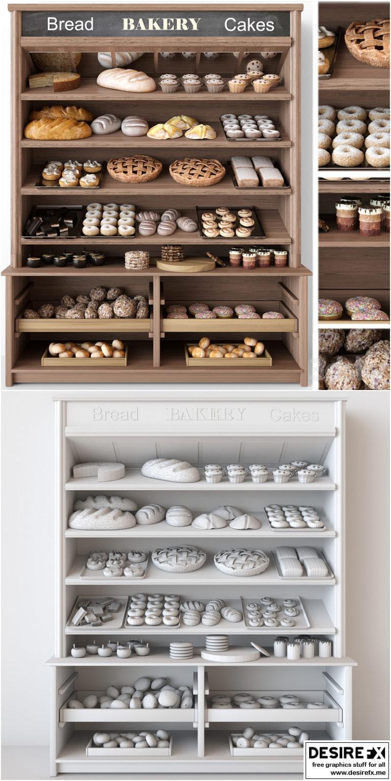 Desire FX 3d models | Showcase in a bakery with pastries and desserts ...