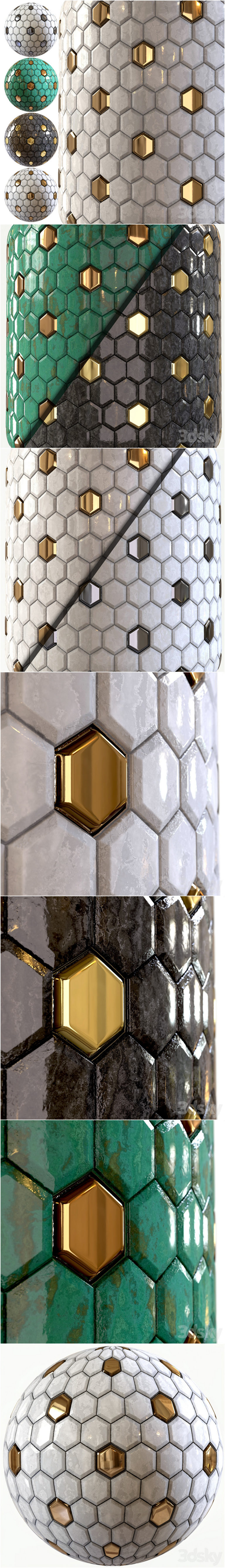 Desire FX 3d models | Steel and marble mix tile 002 – 3D Model