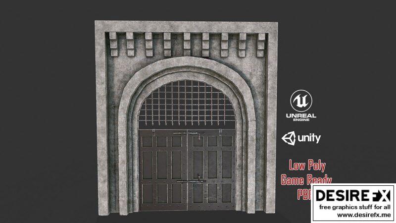 Desire FX 3d models | Medieval Big Gate Low-poly 3D model