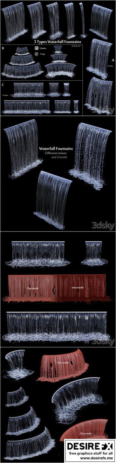 Desire FX 3d models | 3 types of waterfall Fountains cascade in ...