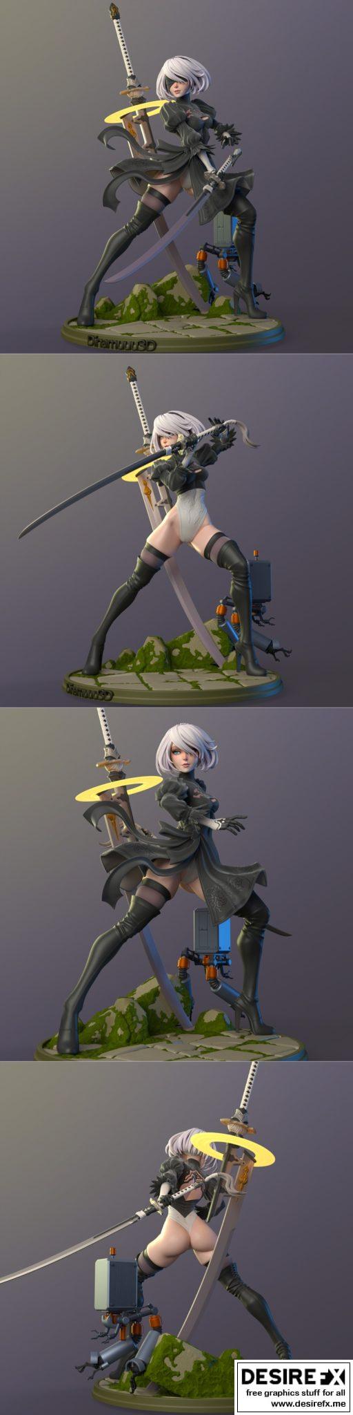 Desire FX 3d models | Dinamuuu 3D – 2B Nier Automata and 2B Sensei – 3D Print Model STL