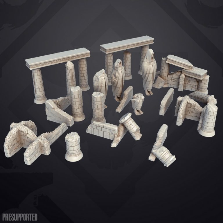 Desire FX 3d models | Ash Ruins Terrain Set – 3D Print Model