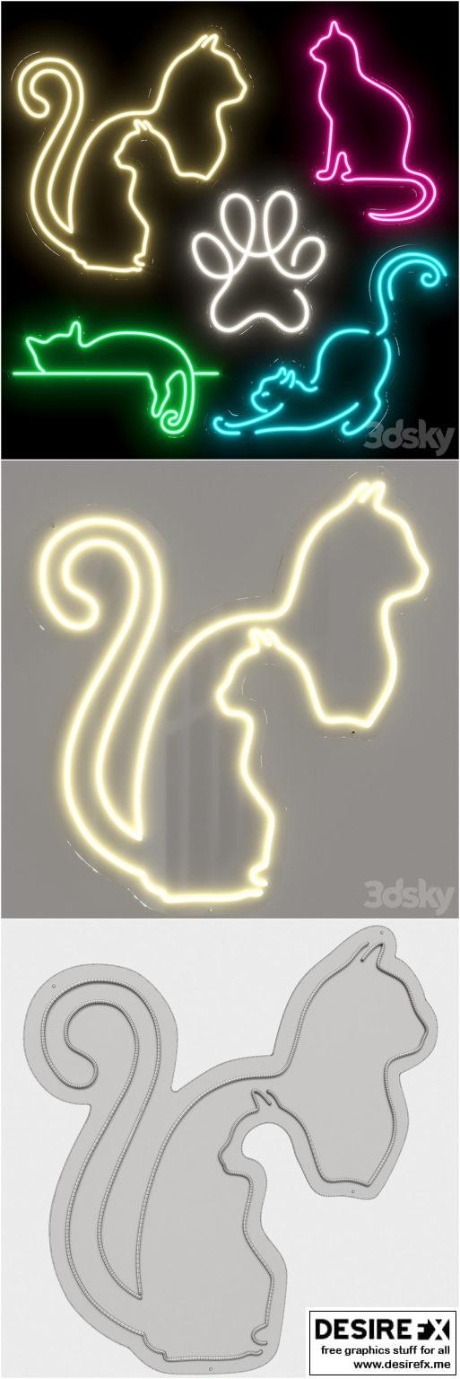 Desire FX 3d models | Set of neon lights Cats 01 – 3D Model