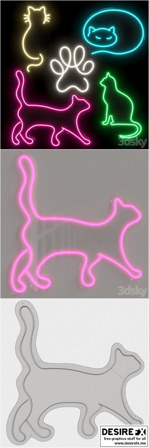 Desire FX 3d models | Set of neon lights Cats 02 – 3D Model