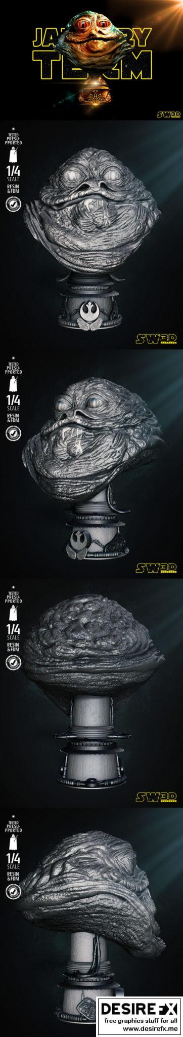 Desire FX 3d models | Star Wars – Jabba Bust Portrait – 3D Print Model