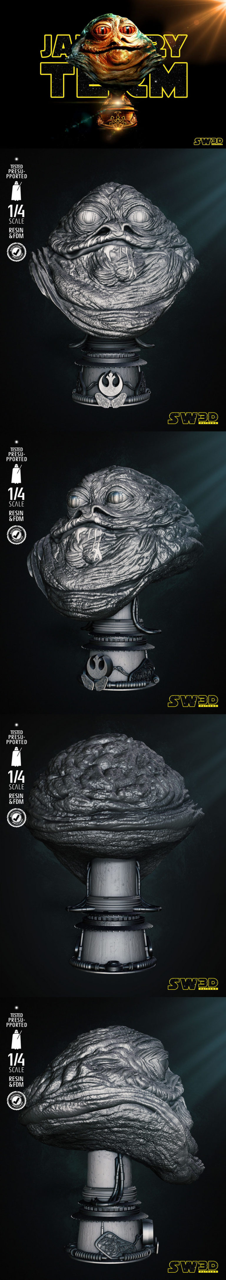 Desire FX 3d models | Star Wars – Jabba Bust Portrait – 3D Print Model