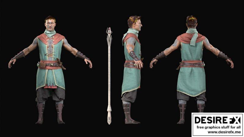 Desire FX 3d models | Firestone warrior with spear Low-poly 3D model