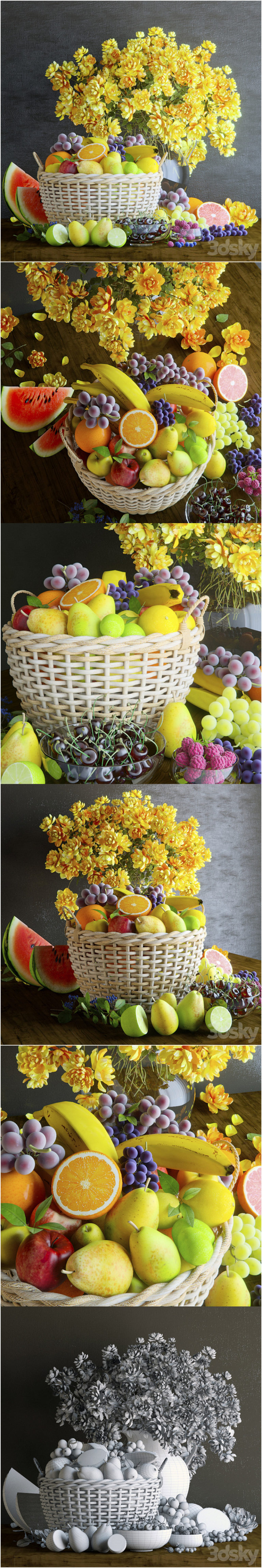 Desire FX 3d models | Fruits, Berries, Citrus, Vase with flowers – 3D Model