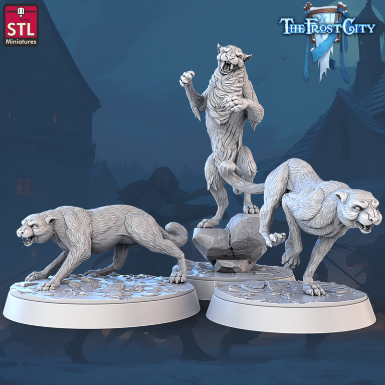 Desire FX 3d models | The Frost City – Snow Leopards – 3D Print Model