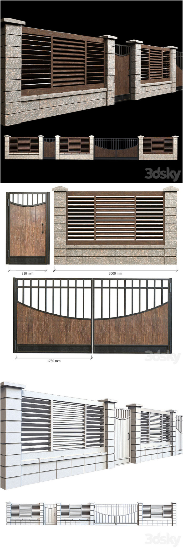 Desire FX 3d models | Fence with gates and wicket 2 – 3D Model