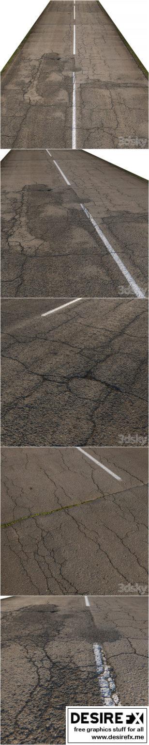 Desire FX 3d models | Old asphalt road – 35 meters – 3D Model