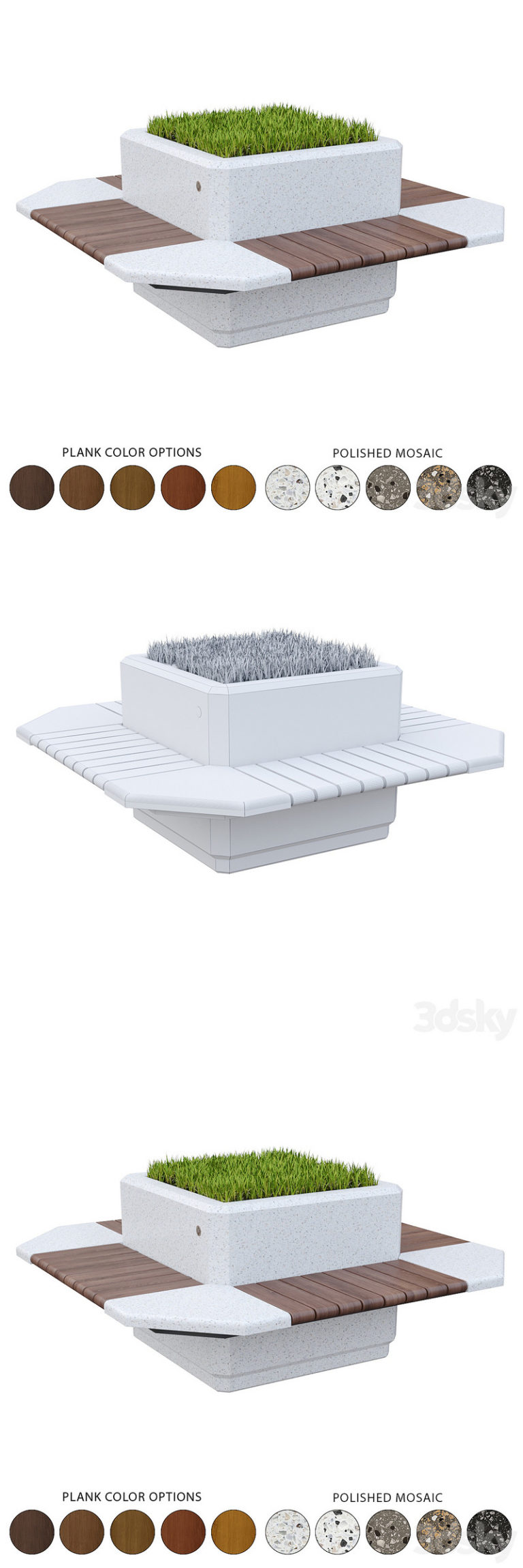 Desire FX 3d models | Square planter bench 227 – 3D Model