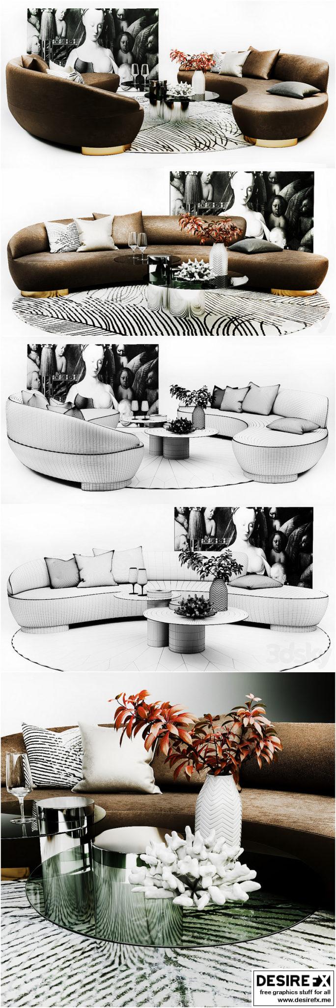 Desire FX 3d models | Vladimir KAGAN Free Form Curved Sofa – 3D Model