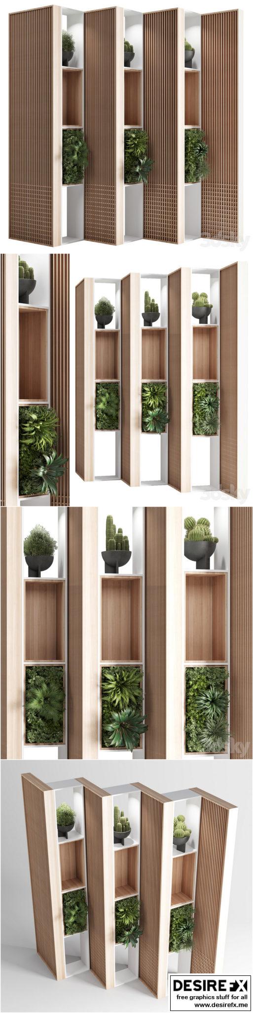 Desire FX 3d models | Wooden Partition With Plant 01 – 3D Model