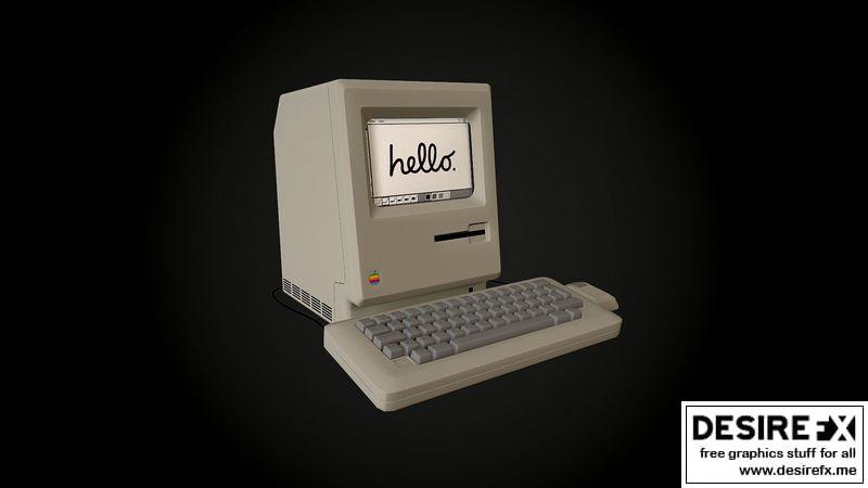 Desire FX 3d models | Apple Macintosh 128k retro computer Low-poly 3D model