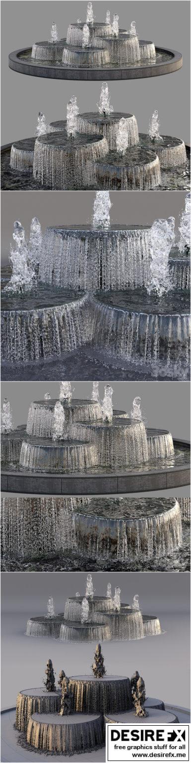 Desire FX 3d models | Circular Pond with Fountains – 3D Model
